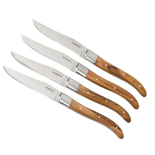 BLOOMHOUSE German Stainless Steel Steak Knife Setolive Wood Handle Steak Knives