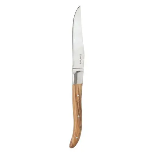 BLOOMHOUSE German Stainless Steel Steak Knife Setolive Wood Handle Steak Knives