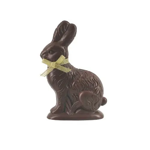 GALLERIE II Dark Chocolate Resin Gold Ribbon Easter Rabbit Medium Figurine - Brown