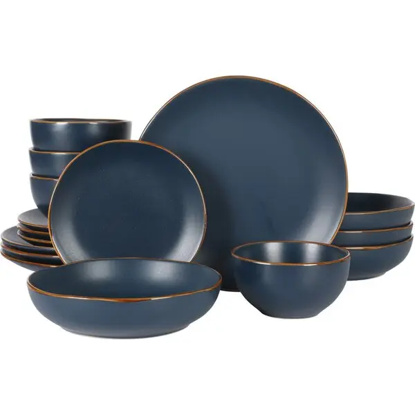 GIBSON HOME Hazeltine 16-piece Reactive Glaze Stoneware Dinnerware Set - Navy