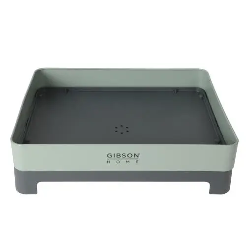 GIBSON HOME Nestcraft Full-size Dish Rack With Drain Board And Flatware Caddy - Green