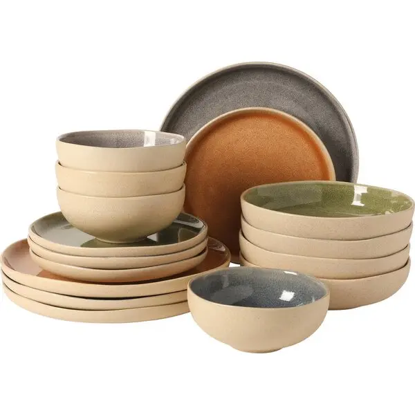 GIBSON ELITE Manila Bay 16-piece Reactive Glaze Stoneware Dinnerware Set