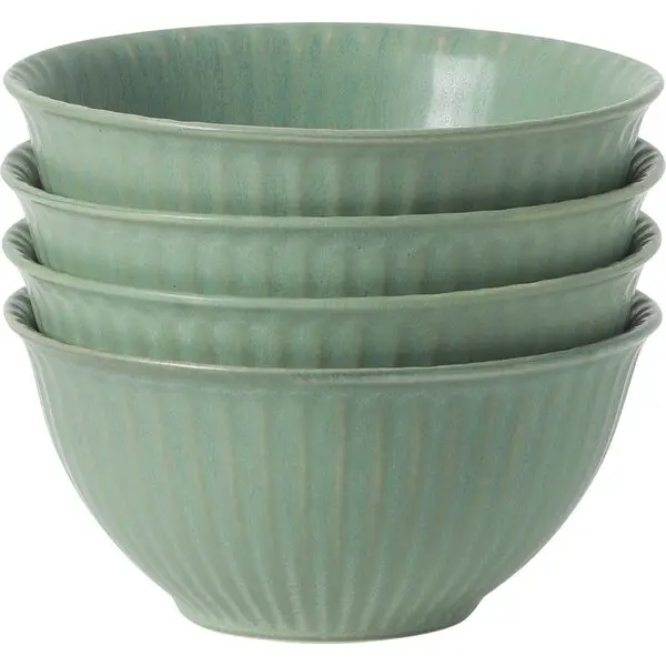 GIBSON ELITE Bistro Linea Cereal Bowls, Stoneware Soup Bowls - Green