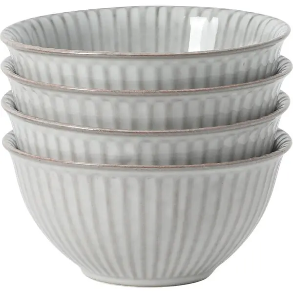 GIBSON ELITE Bistro Linea Cereal Bowls, Stoneware Soup Bowls - Grey