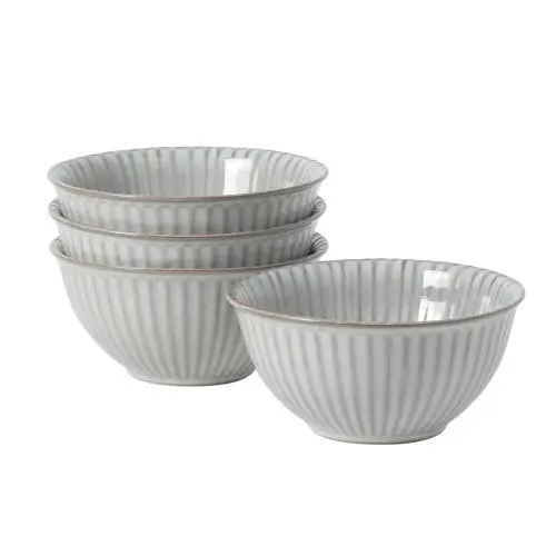 GIBSON ELITE Bistro Linea Cereal Bowls, Stoneware Soup Bowls - Grey