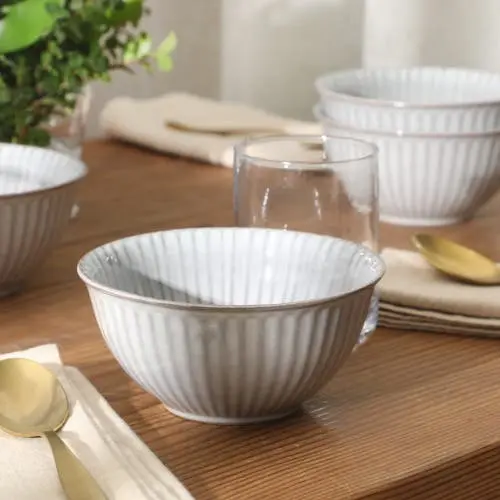 GIBSON ELITE Bistro Linea Cereal Bowls, Stoneware Soup Bowls - Grey