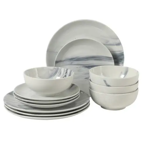 GIBSON HOME Cloudlight Decorated Porcelain Dinnerware Set - Blue/white
