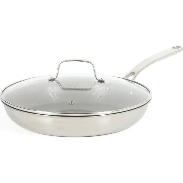 MARTHA STEWART Badgley Nonstick Tri-ply Steel Skillet With Lid - Stainless