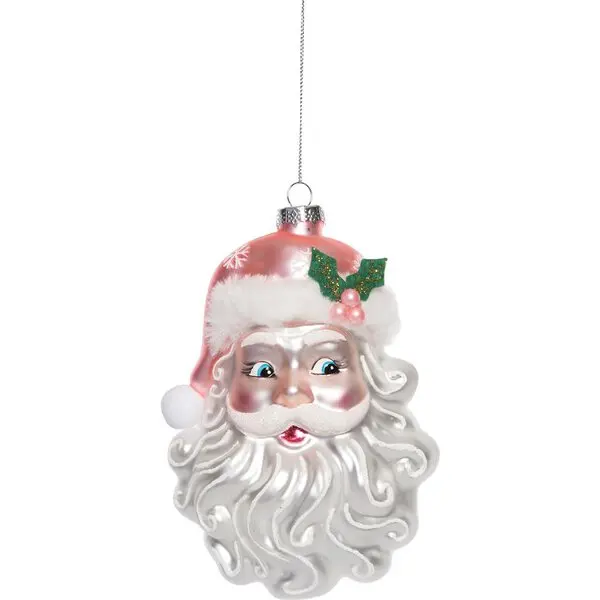 TRANSPAC Pink Santa Ornament For Christmas Tree