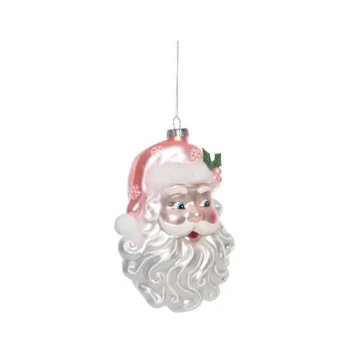 TRANSPAC Pink Santa Ornament For Christmas Tree