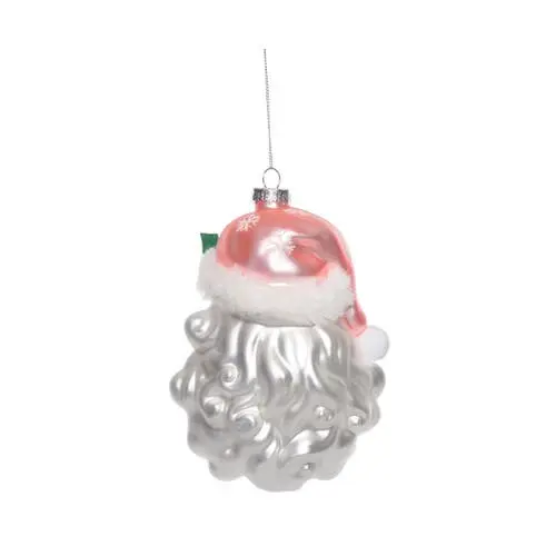 TRANSPAC Pink Santa Ornament For Christmas Tree