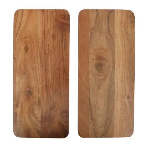 GIBSON HOME Gracious Dining Acacia Wood Metal Frame Serving Tray