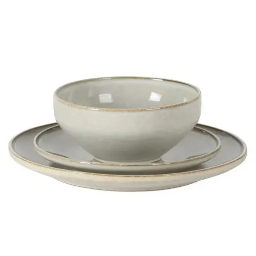 GIBSON ELITE White Sands Plates And Bowls Sets, Stoneware Dinnerware Sets