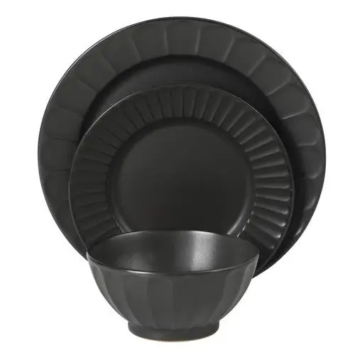 GIBSON ELITE Winchester Way 12-piece Plates And Double Bowls Stoneware Dinnerware Set