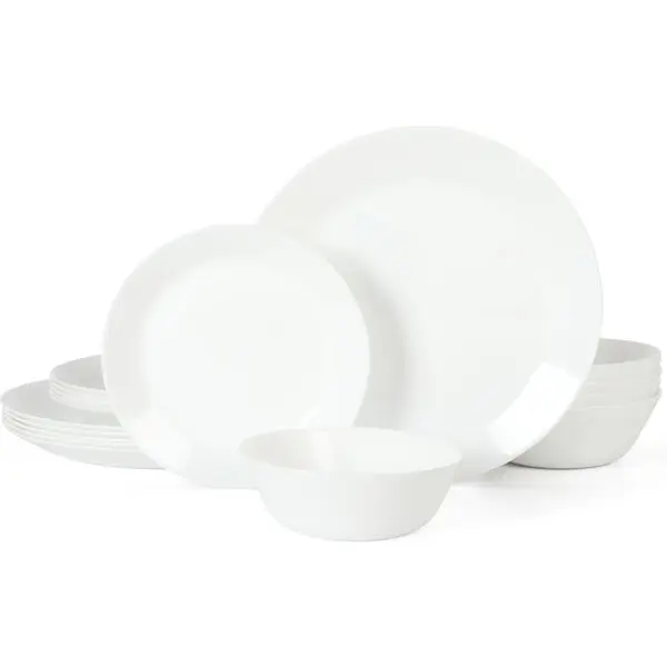 MARTHA STEWART Opalton 18-piece Chip Resistant Opal Glass Dinnerware Set