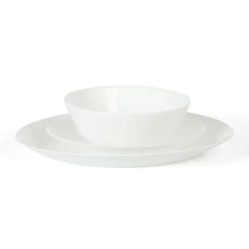 MARTHA STEWART Opalton 18-piece Chip Resistant Opal Glass Dinnerware Set