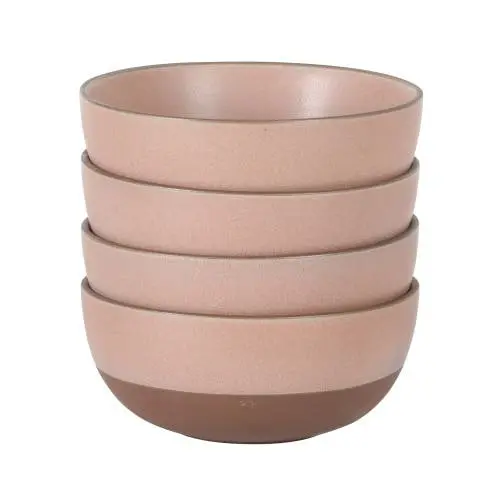 GIBSON ELITE William Crest 4-piece Reactive Glaze Stoneware Cereal Bowl Set - Pink