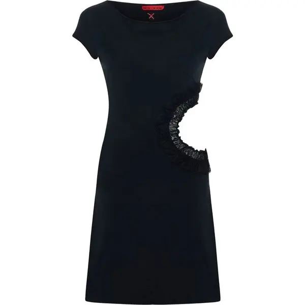 PCFG Short Sleeve Lace Detail Mini Dress - Black
