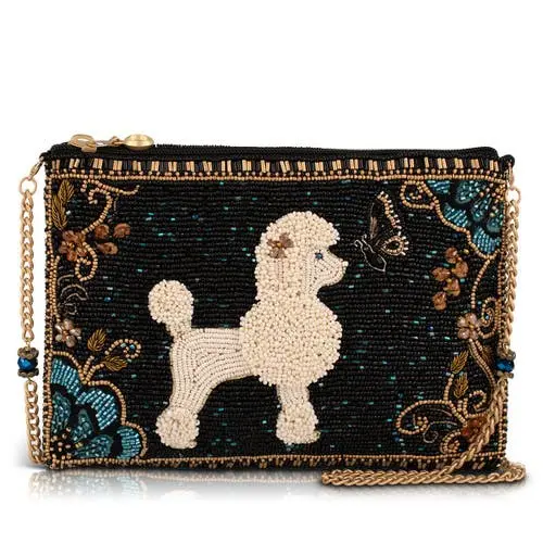 MARY FRANCES ACCESSORIES Beaded Poodle Mini Handbag - Black