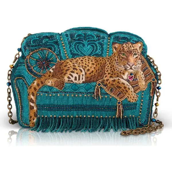 MARY FRANCES ACCESSORIES Lazy Leopard Handbag - Teal
