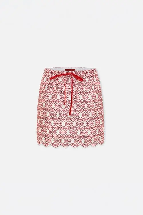 PCFG The Broderie Anglaise Edit Mini Skirt With Embroidery - White