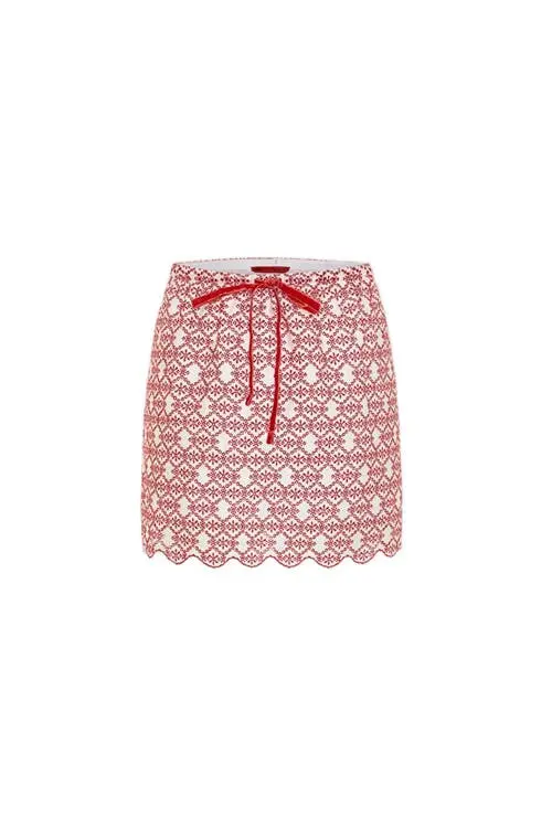 PCFG Broderie Anglaise Mini Skirt With Embroidery - White