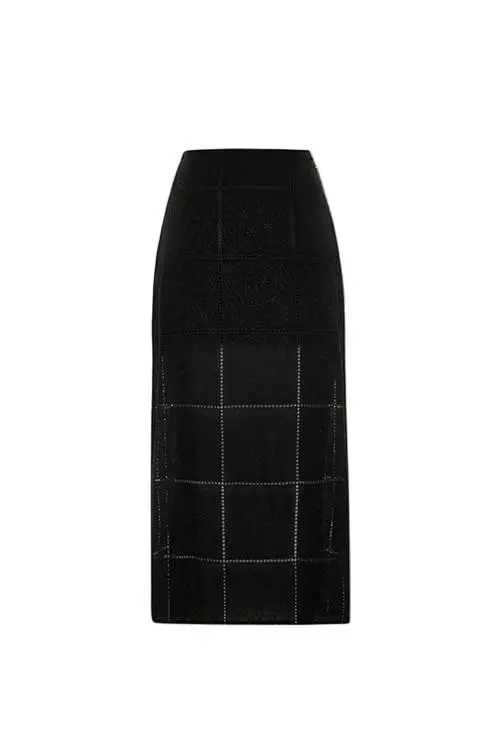 PCFG Embroidered Maxi Skirt With Slit Detail - Black