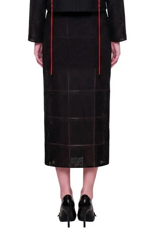 PCFG Embroidered Maxi Skirt With Slit Detail - Black