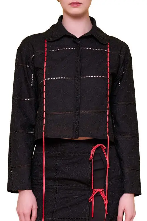 PCFG Embroidered Detail Cropped Jacket
