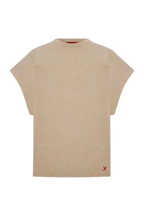 PCFG Daydreamers Acid Wash Sleeveless Tee - Beige