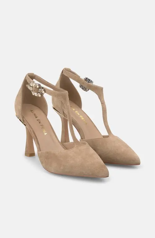 ALMA EN PENA Pumps With Rhinestone Buckle