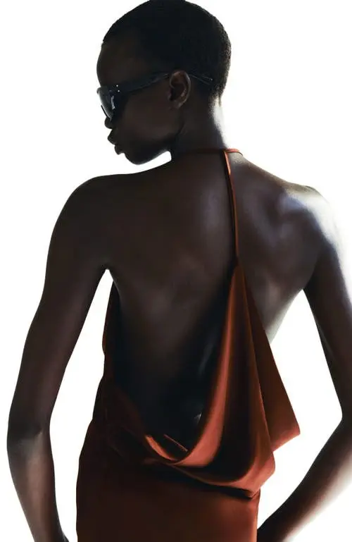 H&m Satin Halterneck Maxi Dress