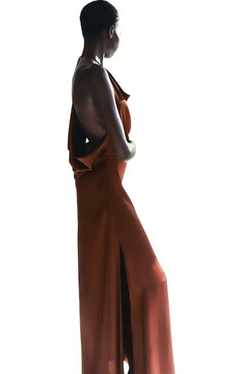 H&m Satin Halterneck Maxi Dress