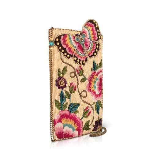 MARY FRANCES ACCESSORIES Butterfly Garden Crossbody Phone Bag