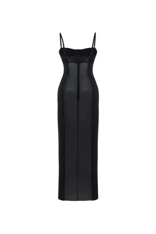 PCFG Strappy Tulle Detail Maxi Dress