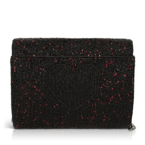 MARY FRANCES ACCESSORIES True Love Beaded Heart Handbag