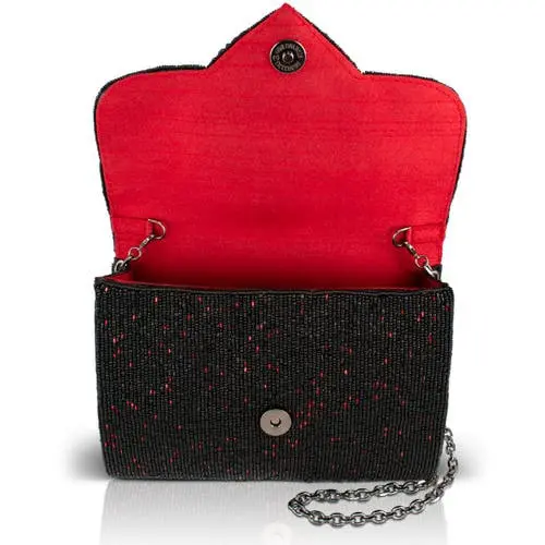 MARY FRANCES ACCESSORIES True Love Beaded Heart Handbag