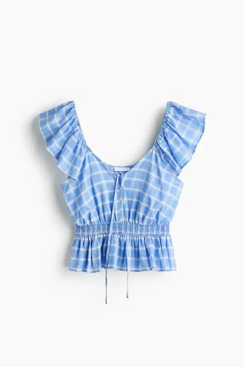 H&m Flutter-sleeved Peplum Blouse