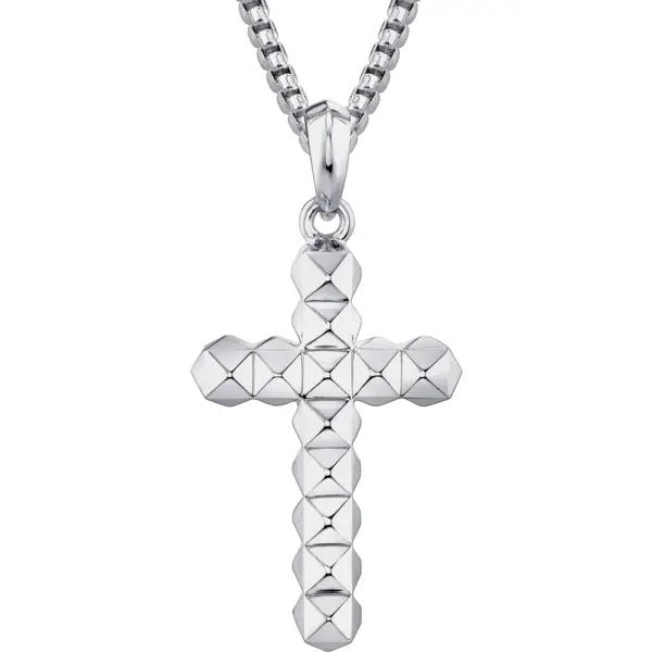 MICHAEL M 3d Tetra Cross Pendant Necklace - Silver