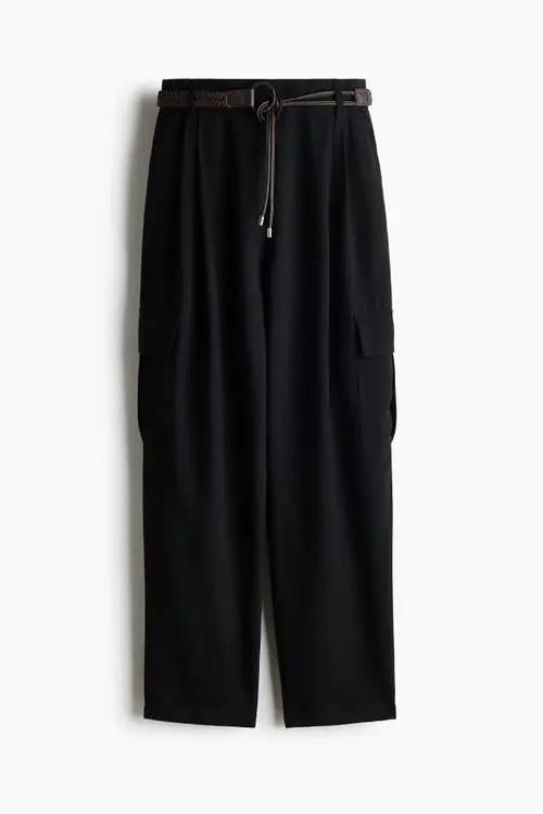 H&m Belted Barrel Trousers