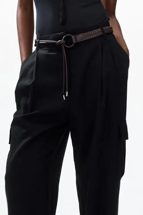 H&m Belted Barrel Trousers