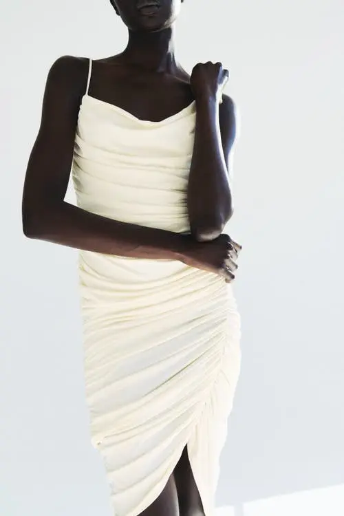 H&m Draped Strappy Dress - Cream