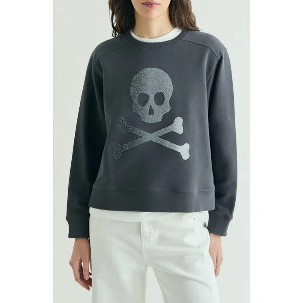 SCALPERS Skull Glitter Sweatshirt - Darkgrey