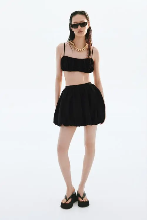 H&m Bubble-hem Mini Skirt - Black