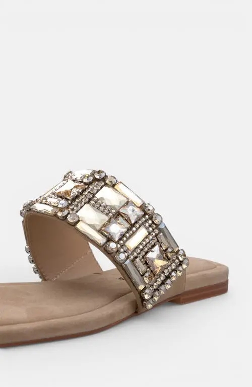 ALMA EN PENA Square Toe Beaded Sandal - Beige