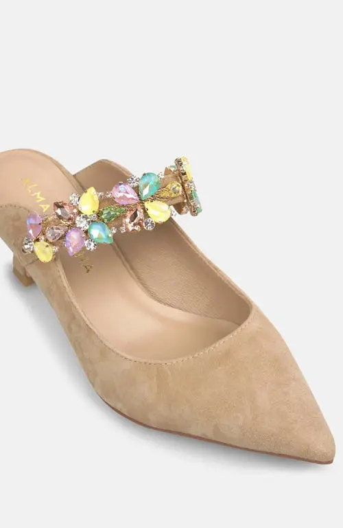 ALMA EN PENA Slingback Pumps With Rhinestone Strap - Sand