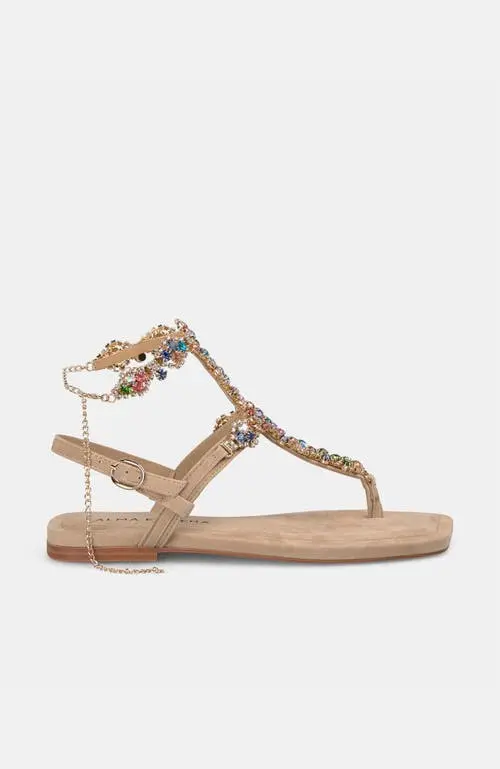 ALMA EN PENA Multicolour Rhinestone Sandal - Beige