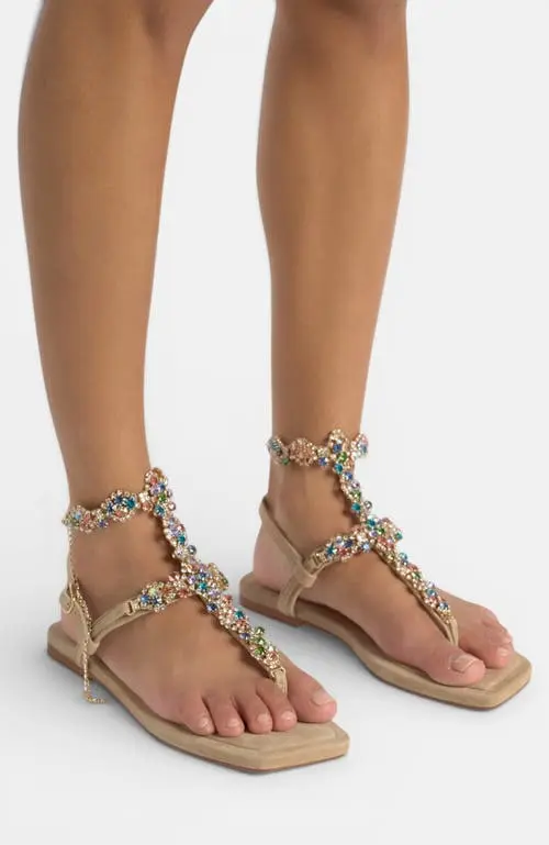 ALMA EN PENA Multicolour Rhinestone Sandal - Beige