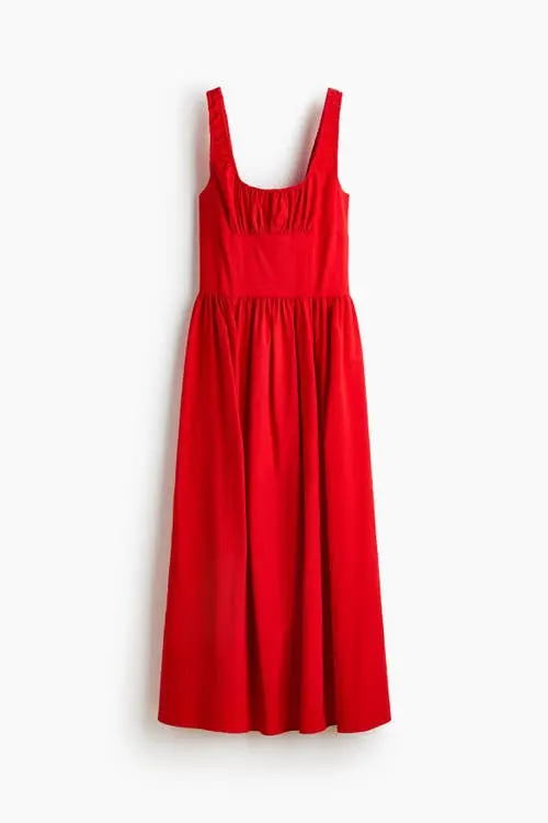 H&m Ruched Linen-blend Dress