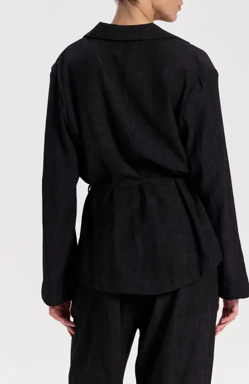 Ronen Chen Lightweight Textured Belted Blazer